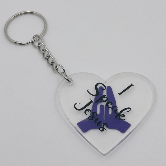 Hand Crafted | Accessories | I Speak Jesus Keychain Heart Shaped ...